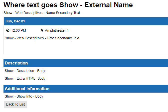 Where does web text go once you add it to a show/event (What does that ...